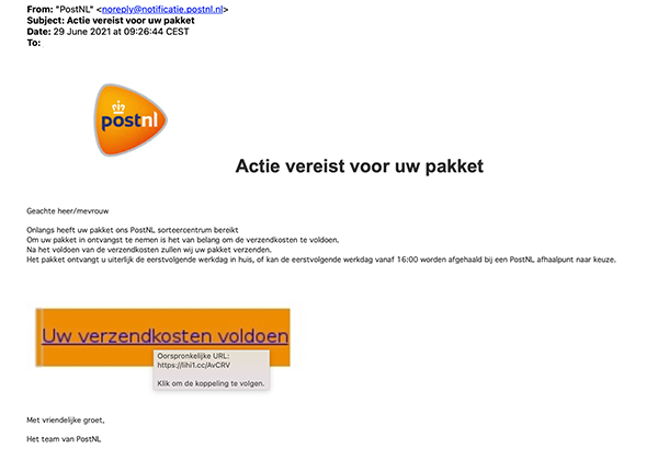 Voorbeelden van phishing | PostNL