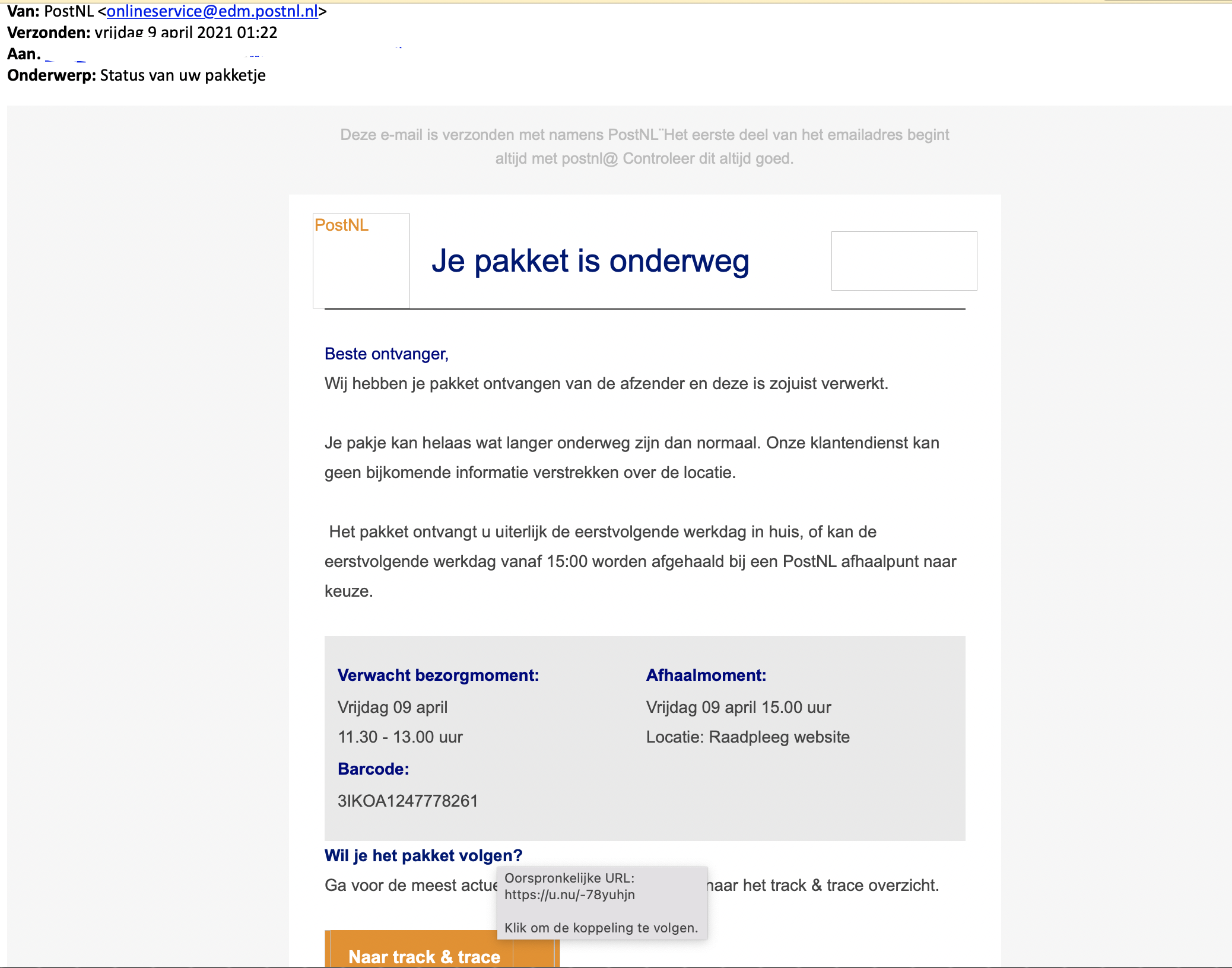 Voorbeelden van phishing | PostNL